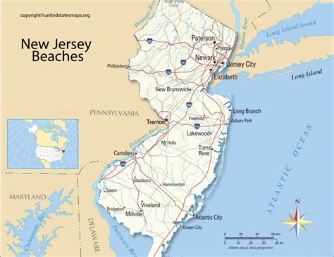 New Jersey Beaches Map Map Of New Jersey Beaches