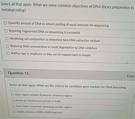 Select All That Applywhat Are Some Common Objectives Of Dna Library