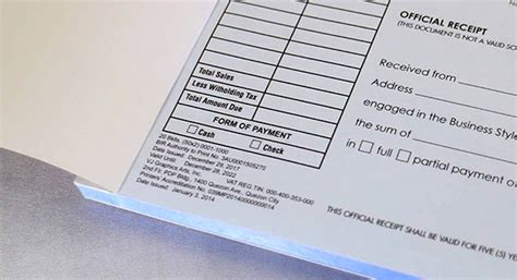 Official Receipt Vj Graphic Arts Inc