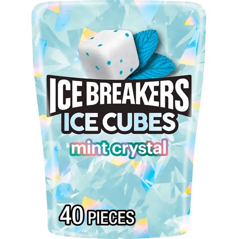 Ice Breakers Ice Cubes Mint Crystal Sugar Free Chewing Gum Bottle 324 Oz 40 Pieces