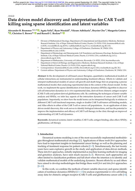 Pdf Data Driven Model Discovery And Interpretation For Car T Cell