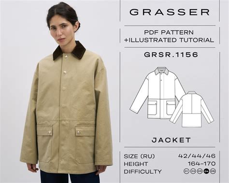 Workwear Jacket Sewing Pattern Pdf Sizes 42 44 46 Ru Grasser