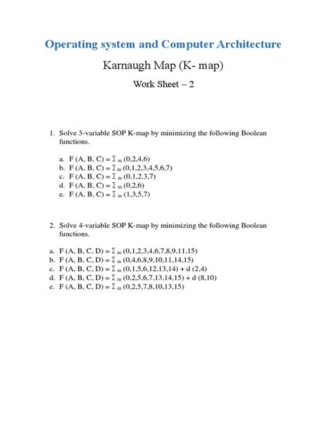 Kmap Work Sheet 2 Pdf