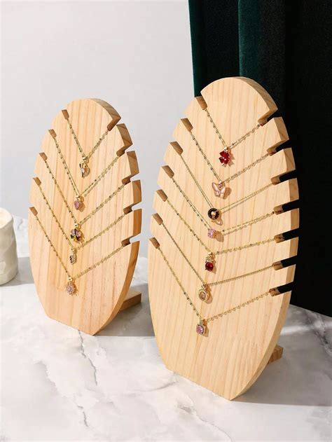 1pc Wooden Jewelry Display Stand For Necklaces Bracelets Pendants And