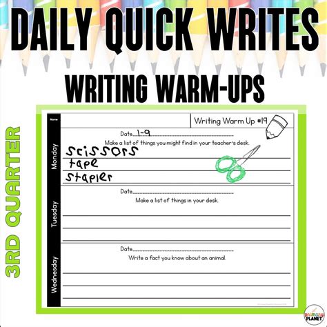 Daily Writing Warm Ups Creative Writing Logs Quick Writes Prompts Quarter 3 Jan Mar