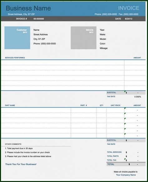 Automotive Invoice Template Template 1 Resume Examples 0g27zbnvpr