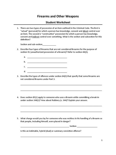 Firearms And Other Weapons Worksheet Download Free Pdf Reasonable Suspicion Crimes