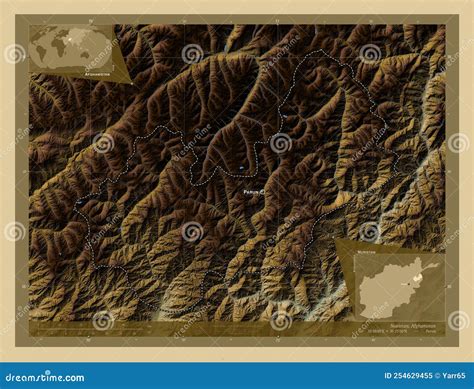 Nuristan Afghanistan Physical Labelled Points Of Cities Stock Image