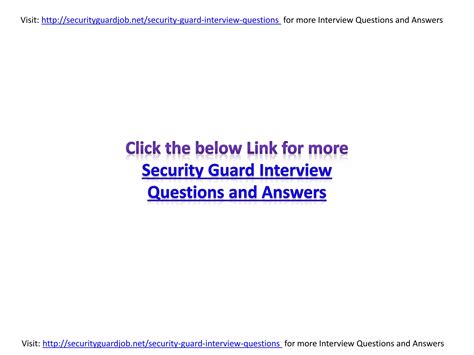 Security Guard Interview Questions And Answers Pptx Resume Writing And Advice Job Search