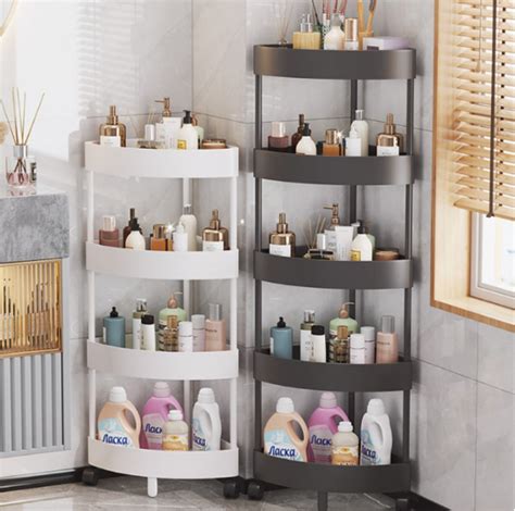 공간활용👍 욕실 코너형 이동식 트롤리 수납함 선반 욕실정리템 주방정리템 이동식수납함 이동식정리함 화장대정리함 책상정리함