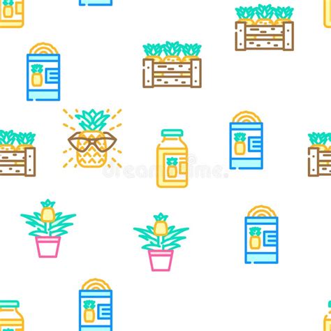 Fruit Pineapple Slice Cut Food Vector Seamless Pattern Stock