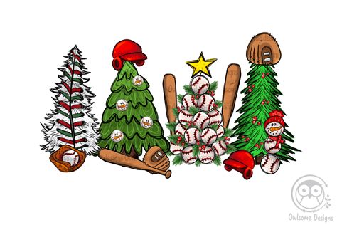 Baseball Christmas Tree Png Graphic By Owlsomedesigns · Creative Fabrica