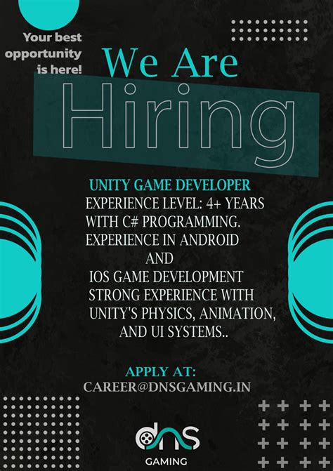 Position Unity Game Developer Experience Level 4 Years Location Hybrid Dns Gaming 30