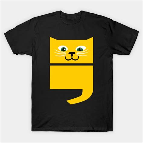 Yellow Square Cat Semicolon By Arts By Bagwis Trendy Tshirts Shirts
