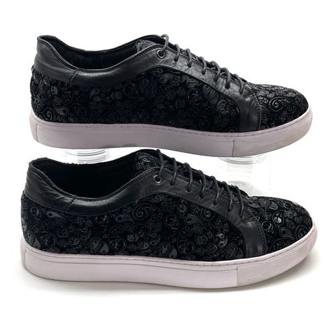 Robert Graham Skull Paisley Mens Black Sneaker Shoes Gem