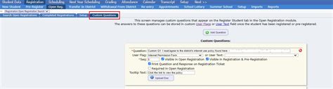 adding custom question to the open registration portal genesis sis