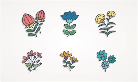 Premium Vector Set Of Flowers Icon