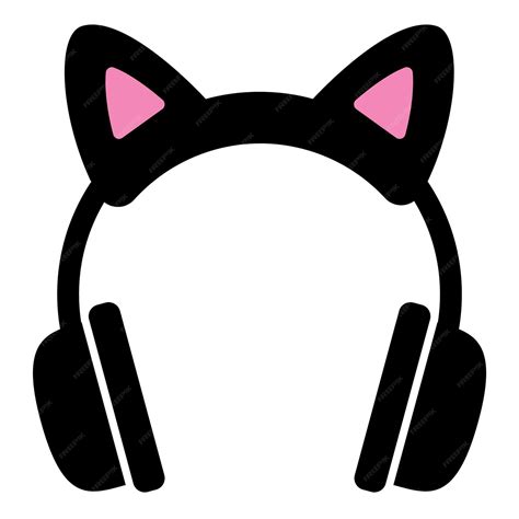 Premium Vector Cute Black Cat Ears Headphone Gamer Icon