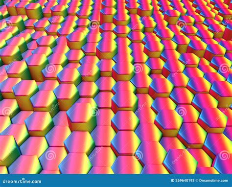 3d Abstract Cubes Background With Rainbow Coloured Texture Stock