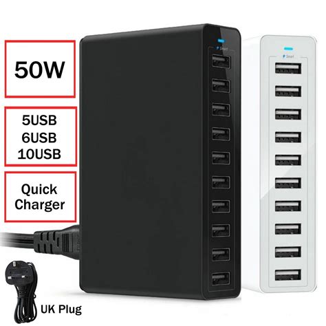 Multi Port Charger 5 6 10 Usb 10 2a Power 50w Charge Station 10 Port Usb Charger Shopee