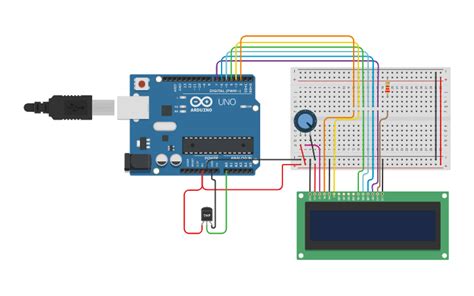Circuit Design Percobaan 2 Sensor Suhu Tampil Data Pada Lcd Tinkercad