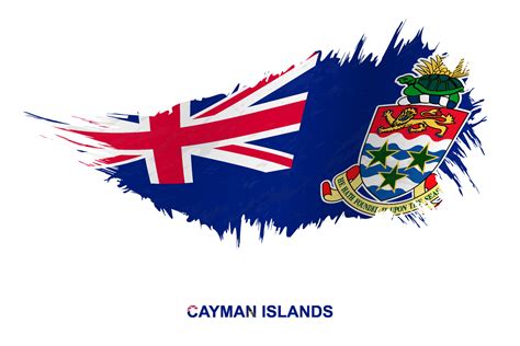 Flag Of Cayman Islands In Grunge Style With Waving Effect 13398480