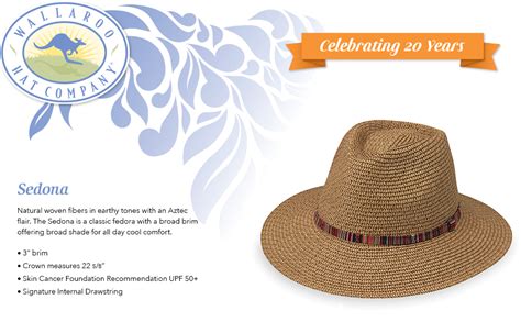 Wallaroo Womens Sedona Fedora Camel Upf 50 Sun Protection Hat Wide