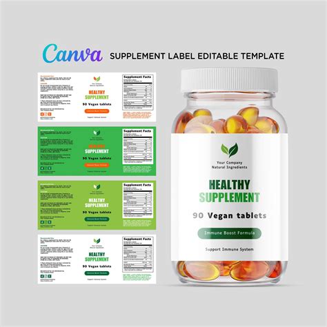 Supplement Bottle Labels Supplement Labels Vitamin Labels Vegan