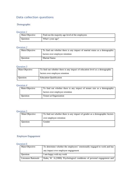 Data Collection Questions Pdf