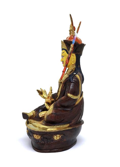Guru Rinpochen Statue Made Of Brass Partially Gold Plated 35cm