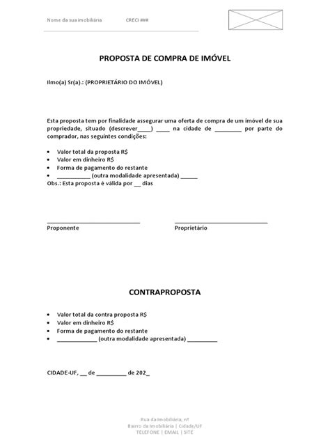 Carta Proposta Compra De Imóvel Pdf