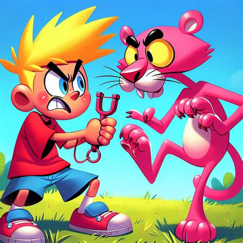 Bart Simpson Fighting Pink Panther Intense Playtime Showdown Ai Art Generator Easy Peasy Ai