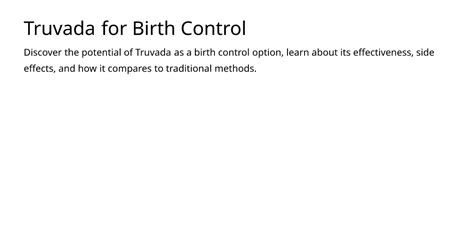 Truvada For Birth Control Meds Is