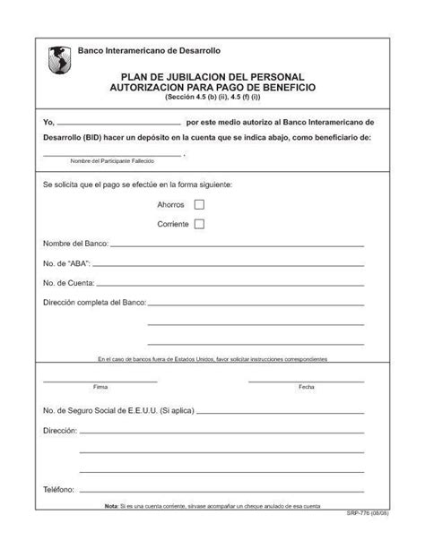 Authorization For Payment Of Benefit Srp 776 Pdf Image Association Of