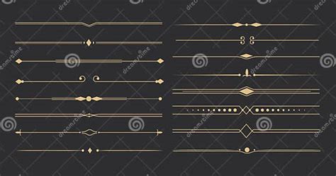 Text Devider Set Gold Line Minimal Separators Elegant Doodlle Borders Decorative Elements