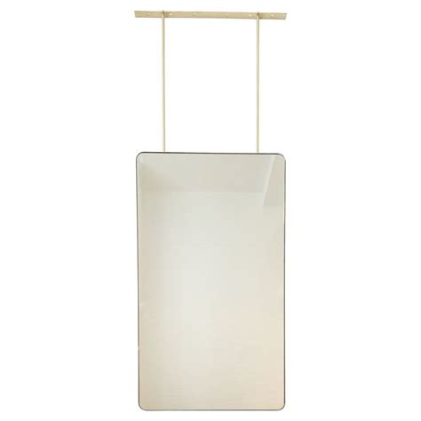 Quadris Ceiling Suspended Rectangular Mirror With Brushed Brass Frame Rectangular Mirror