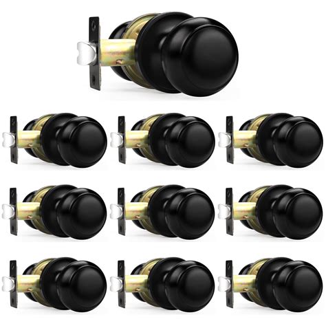 Probrico Black Door Knobs Keyless Flat Ball Interior Door Knobs For