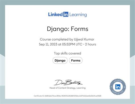 ujjwal kumar on linkedin certificate of completion
