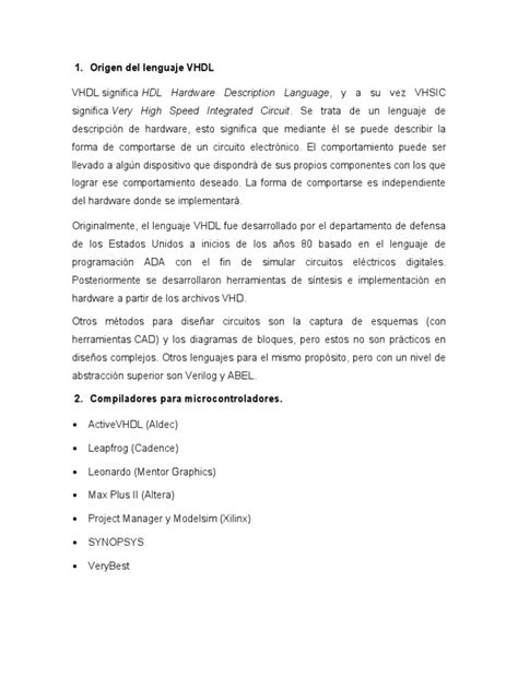 lenguaje vhdl pdf vhdl ingeniería de sistemas