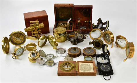 Lot 2237 A Group Of Reproduction Brass Compasses