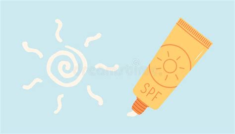 Sunscreen Sun Shape Drawing Flat Vector Illustration Stock Vector