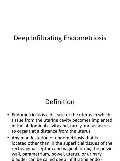 Deep Infiltrating Endometriosis Overview Pdf Health Sciences