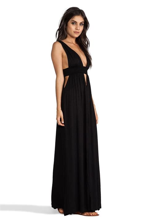 Indah Anjeli Empire Maxi Dress In Black Black Evening Maxi Dress With