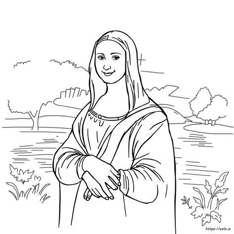 Mona Lisa Para Colorir