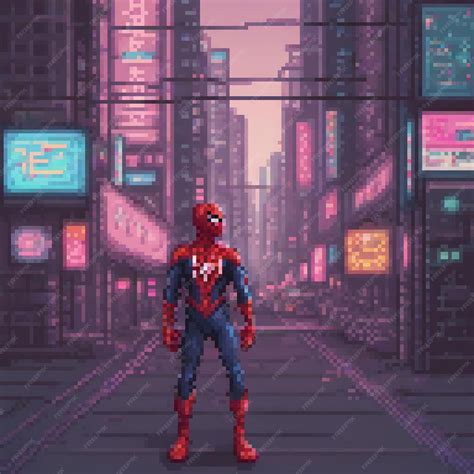 Pixel Art Of Spiderman In The Marvel Cinematic Universes Spiderverse
