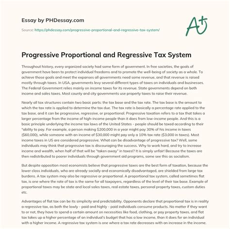 Progressive Proportional And Regressive Tax System 600 Words