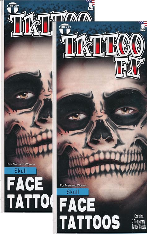 Day Of The Dead Glow In The Dark Sugar Skull Face Tattoo