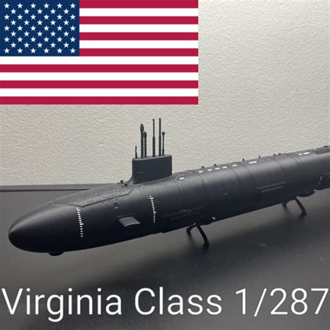 3d Printable Virginia Class Submarine 1287 For Display Military