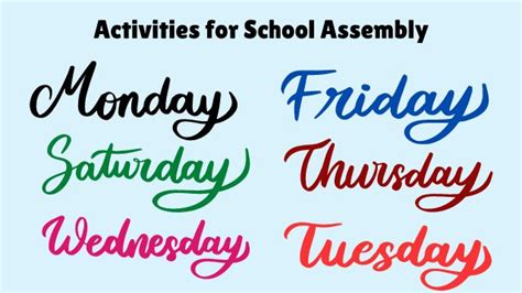 Day Wise Daily Morning School Assembly Activities Schedule Best