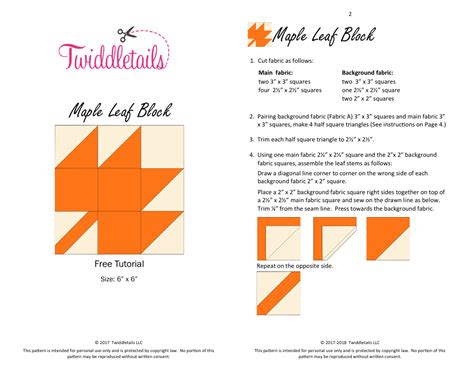 Maple Leaf Quilt Block Pattern Twiddletails Llc Download Printable